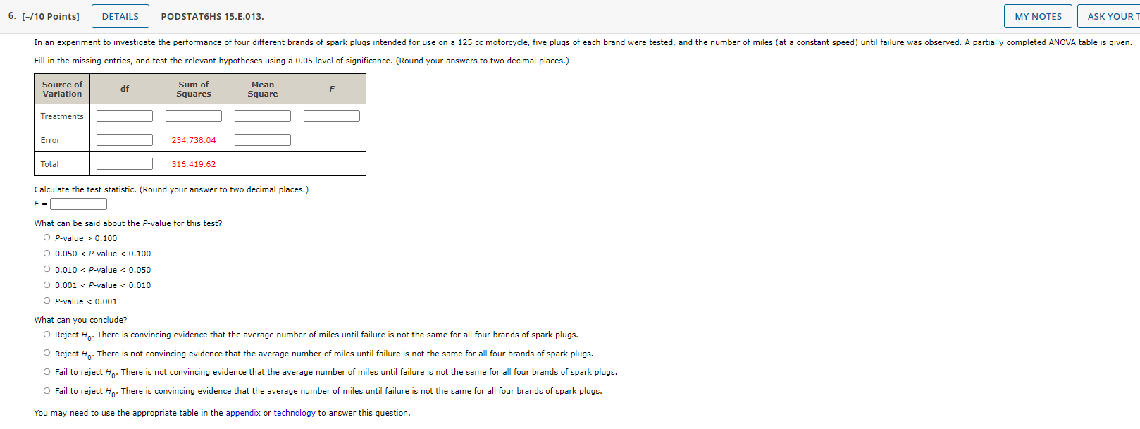 Solved 6. [-/10 Points] DETAILS DETAILS PODSTAT6HS 15.E.013. | Chegg.com