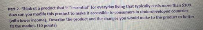 Solved Part 2. Think of a product that is "essential" for | Chegg.com