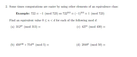 Solved Theorem: If a =n (mod d) and b= m (mod d) then • | Chegg.com