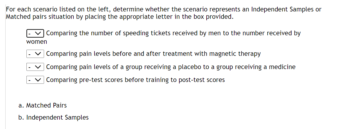 Solved For each scenario listed on the left, determine | Chegg.com