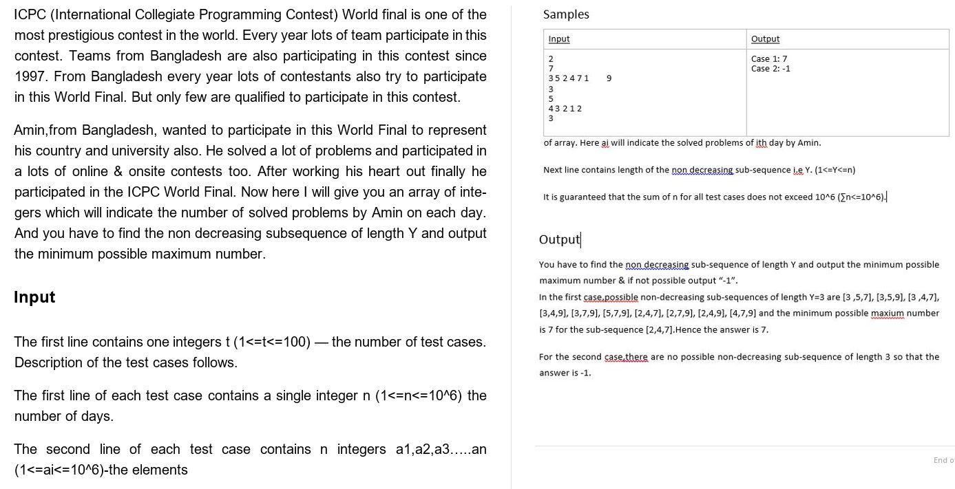 Solved Samples Input Output ICPC (International Collegiate | Chegg.com