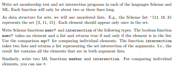 Solved Write set membership test and set intersection | Chegg.com