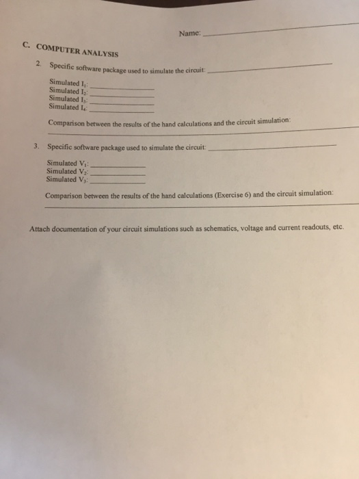 Name: C. COMPUTER ANALYSIS 2. Specific software | Chegg.com