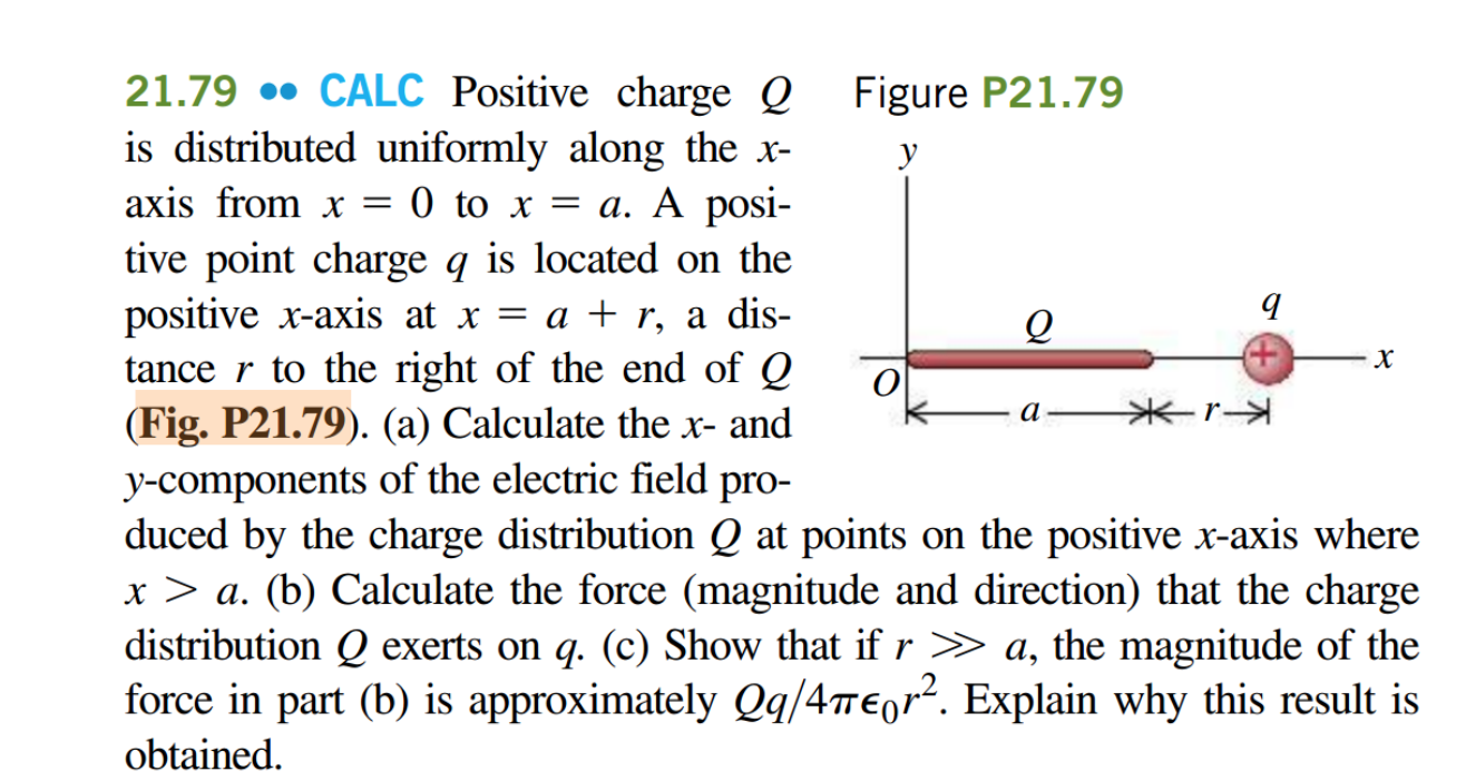 Solved 21.79 CALC Positive charge Q Figure P21.79 is | Chegg.com