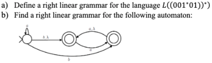 Solved a) Define a right linear grammar for the language | Chegg.com