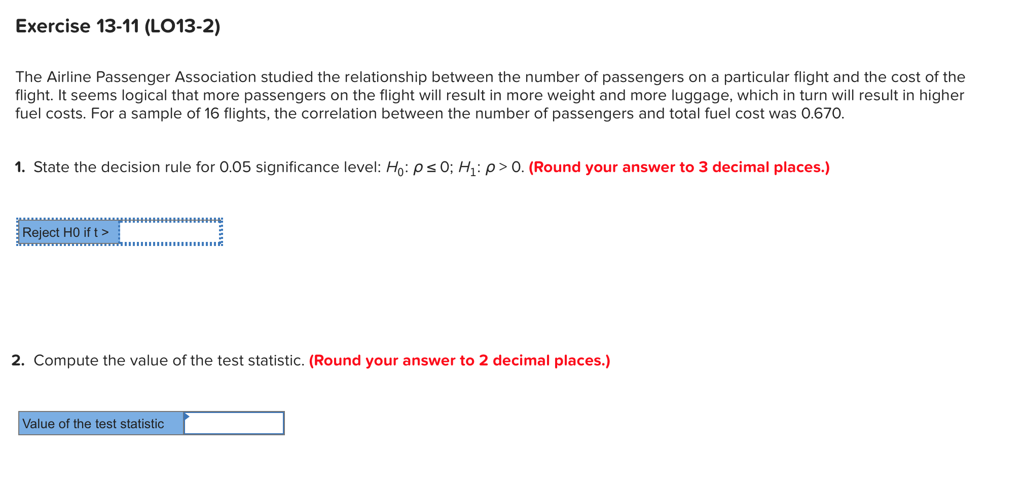 Solved Exercise 13-11 (LO13-2) The Airline Passenger | Chegg.com