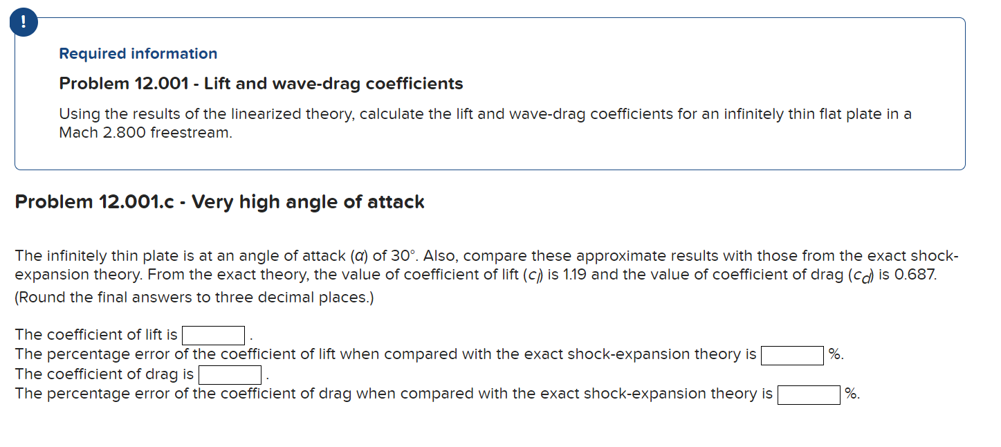 Solved Required informationProblem 12.001 - ﻿Lift and | Chegg.com
