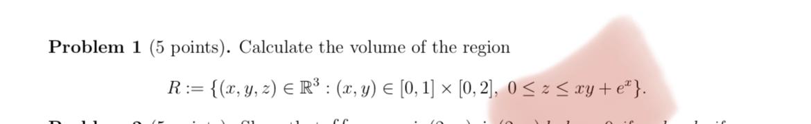 Solved Problem 1 (5 points). Calculate the volume of the | Chegg.com