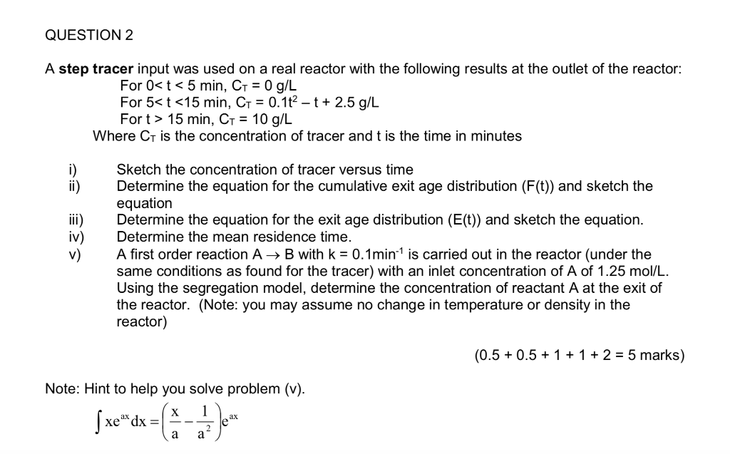 Question 2 A Step Tracer Input Was Used On A Real