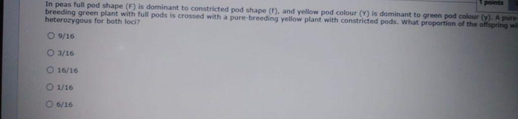 Solved points In peas full pod shape (F) is dominant to | Chegg.com
