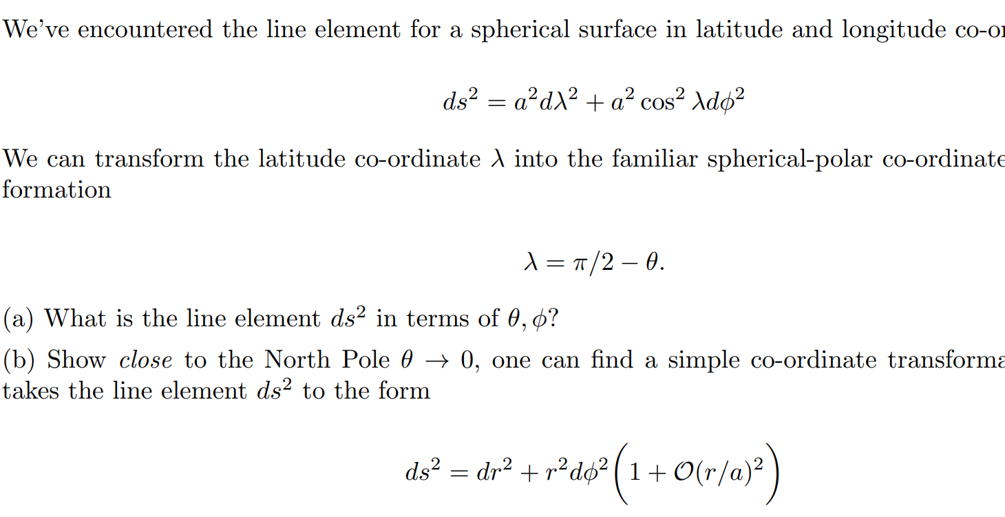 Solved We've encountered the line element for a spherical | Chegg.com