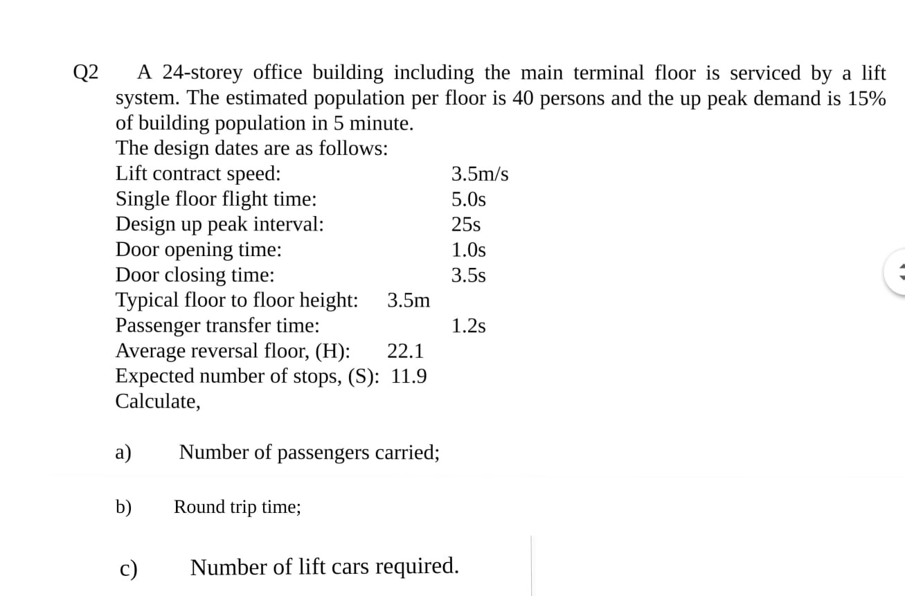 Q2 A 24-storey office building including the main | Chegg.com