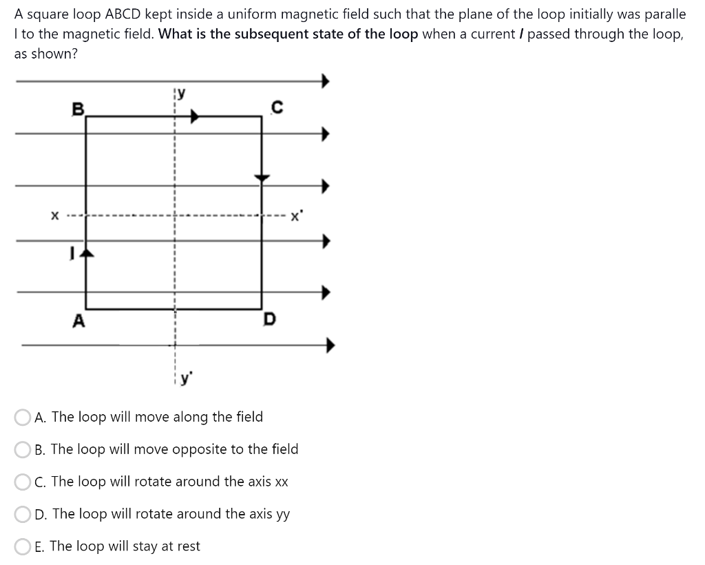 Solved A square loop ABCD kept inside a uniform magnetic | Chegg.com