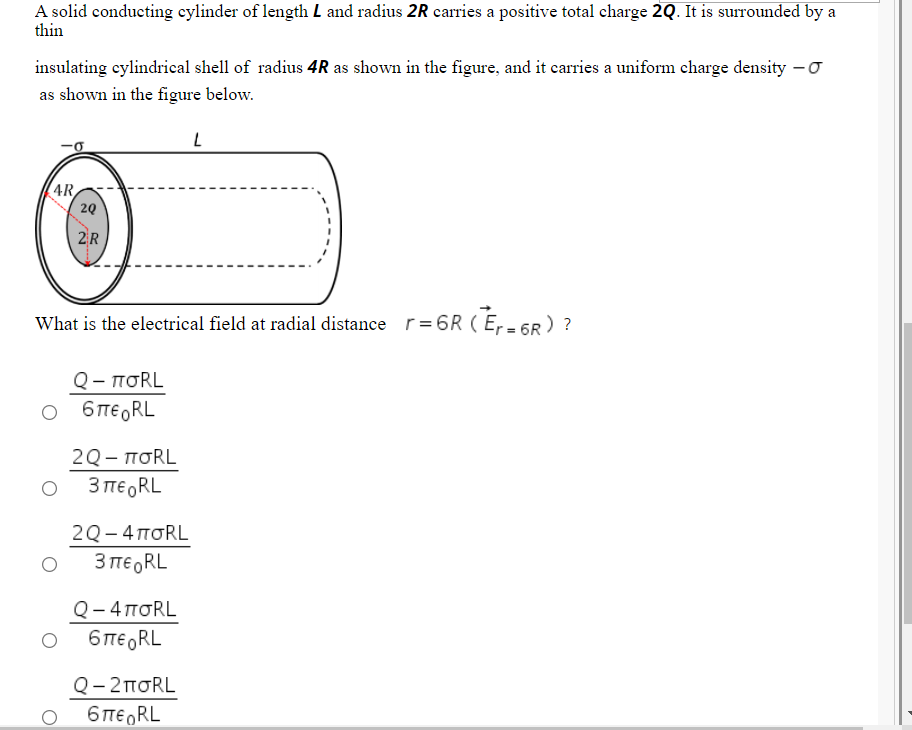 Solved A solid conducting cylinder of length L and radius 2R | Chegg.com