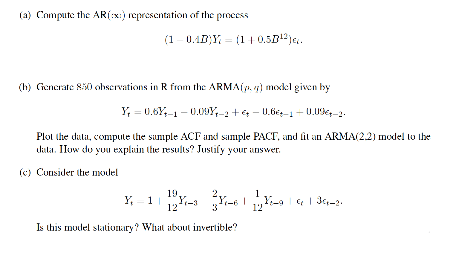 Solved (a) Compute the AR(∞) representation of the process | Chegg.com