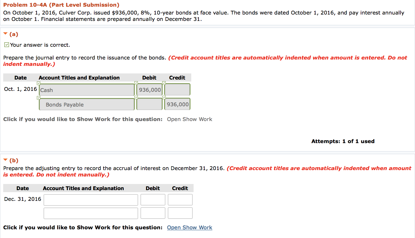 Solved Problem 10-4A (Part Level Submission) On October 1, | Chegg.com