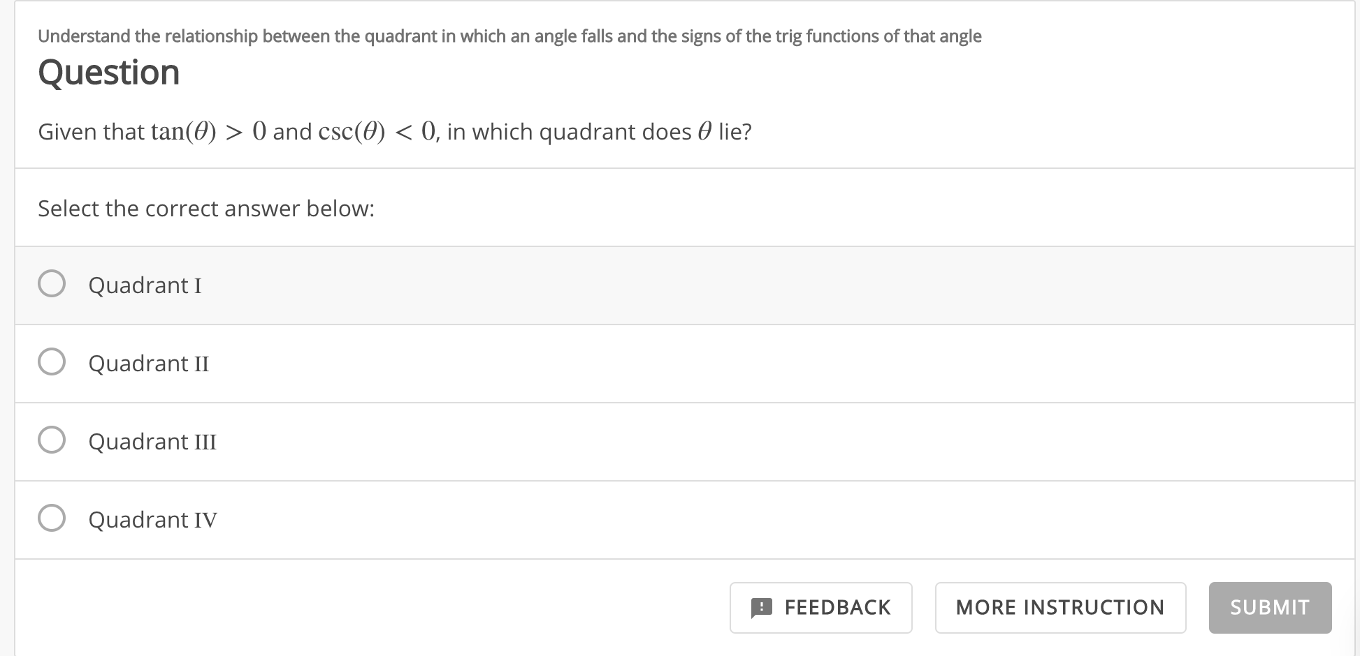 Solved Understand the relationship between the quadrant in | Chegg.com