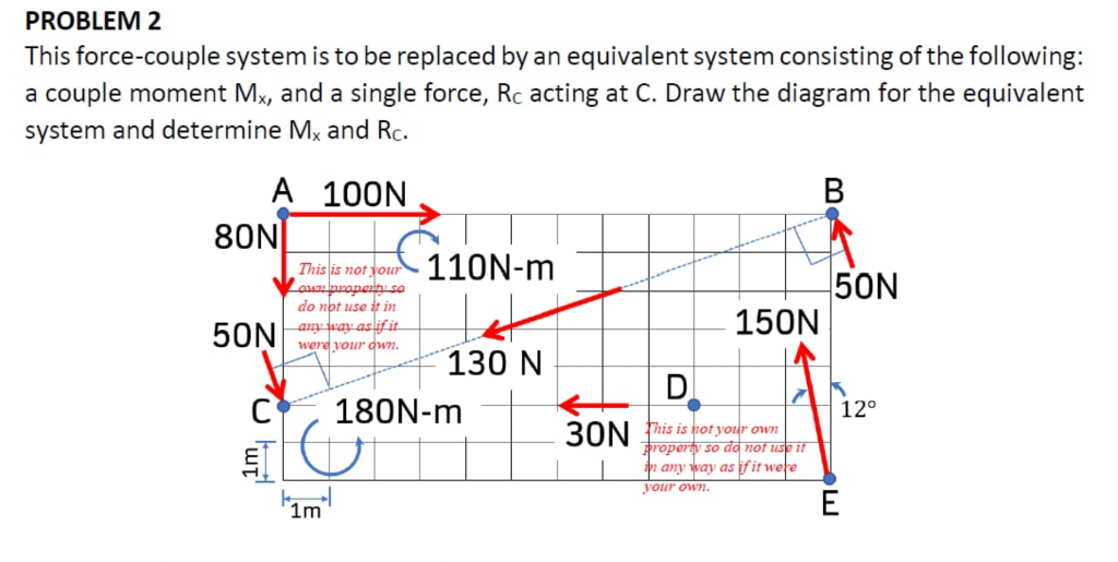 Solved This force-couple system is to be replaced by an | Chegg.com