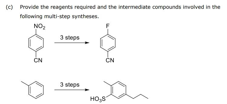 Solved c) Provide the reagents required and the intermediate | Chegg.com