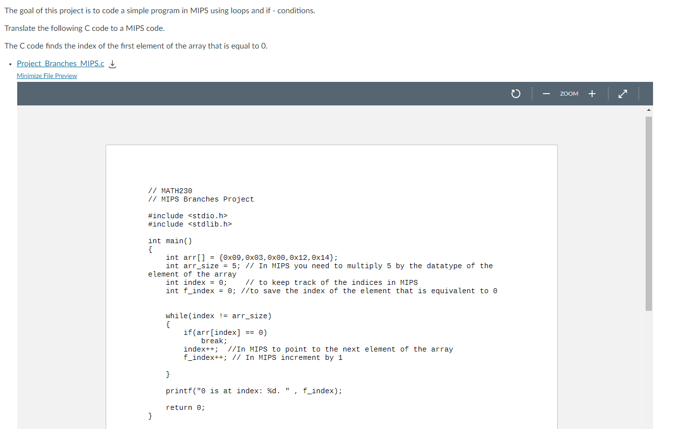 Solved The goal of this project is to code a simple program | Chegg.com
