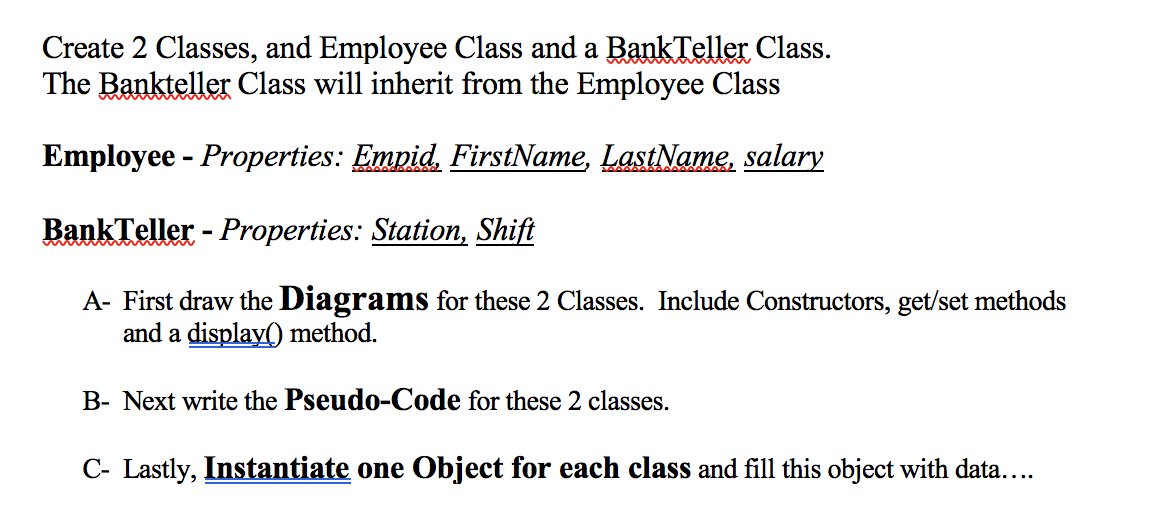 Solved Create 2 Classes, and Employee Class and a Bank | Chegg.com