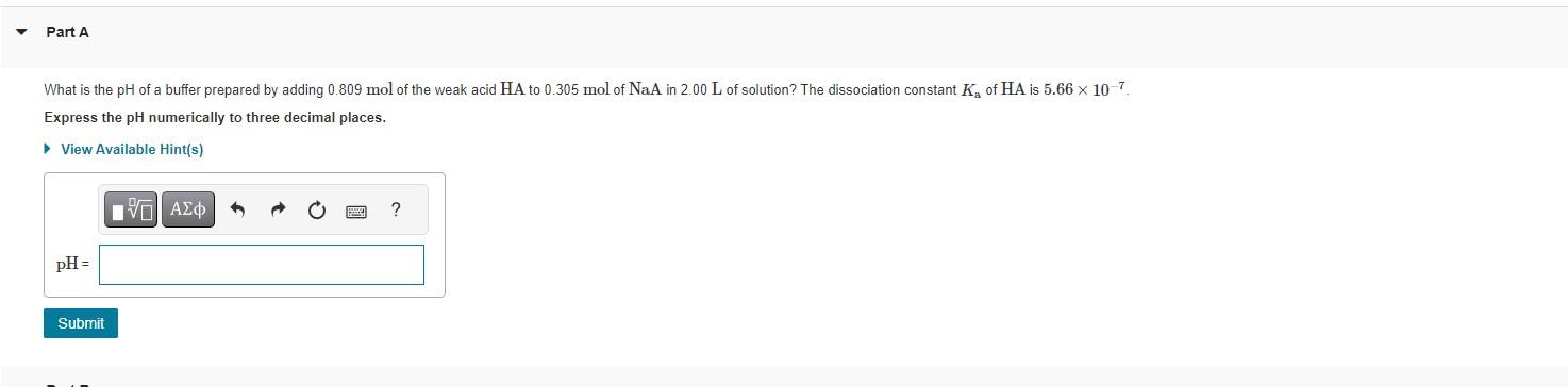 Solved What is the pH of a buffer prepared by adding 0.809 | Chegg.com