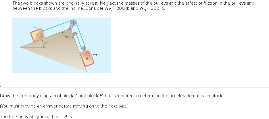 Solved The two blocks shown are originally at rest. Neglect | Chegg.com