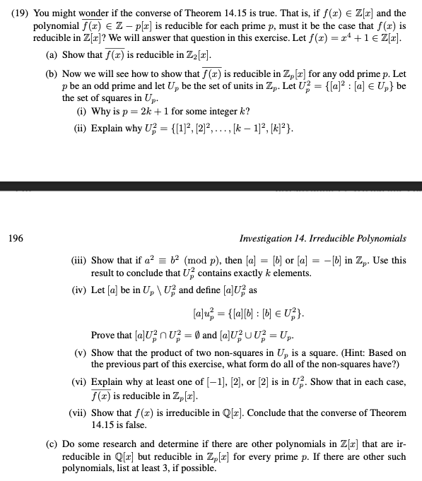 Solved (19) You might wonder if the converse of Theorem | Chegg.com