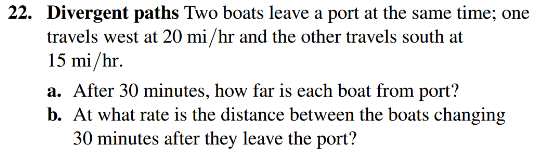 Solved 22. (Divergent paths) Two boats leave a port at the | Chegg.com