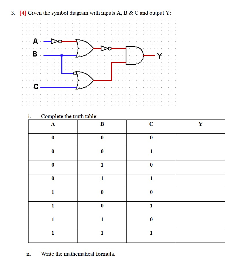 Solved [4] Given the symbol diagram with inputs A, B & C and | Chegg.com