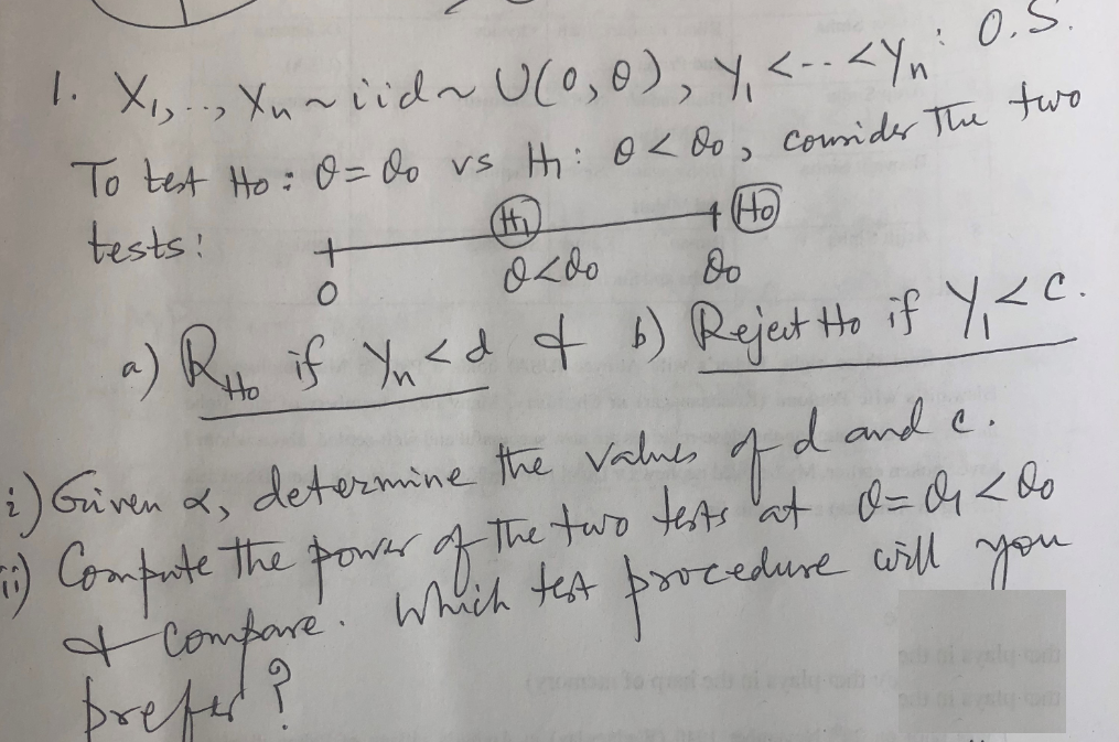 Solved 1. X₁, Xu~iid~ U(0,0), Y₁