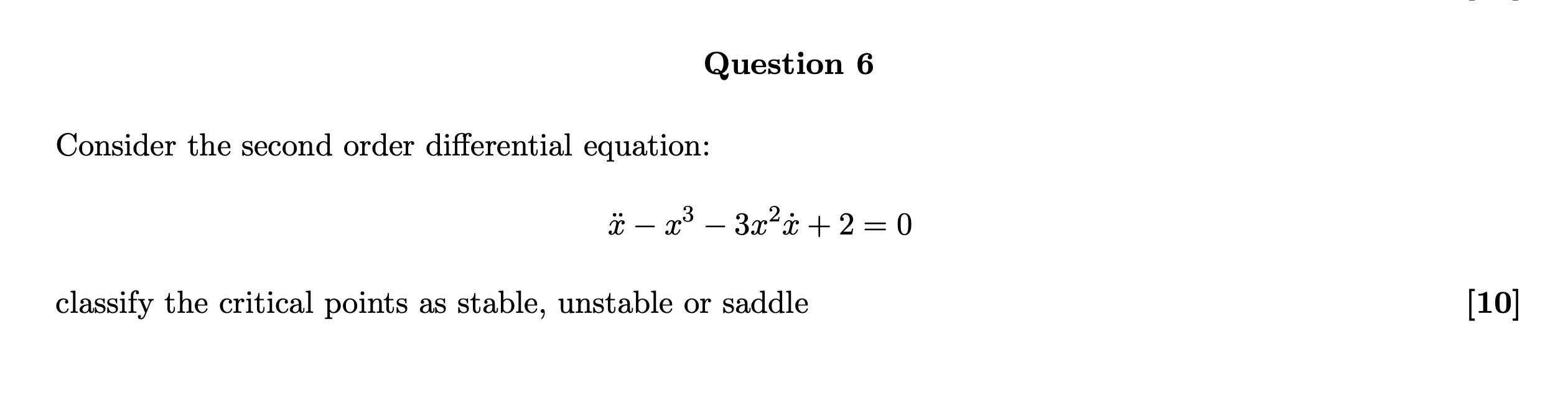 Solved Question 6 Consider the second order differential | Chegg.com