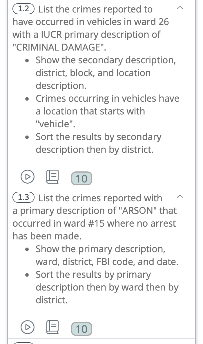 Solved (1.2) List the crimes reported to have occurred in | Chegg.com