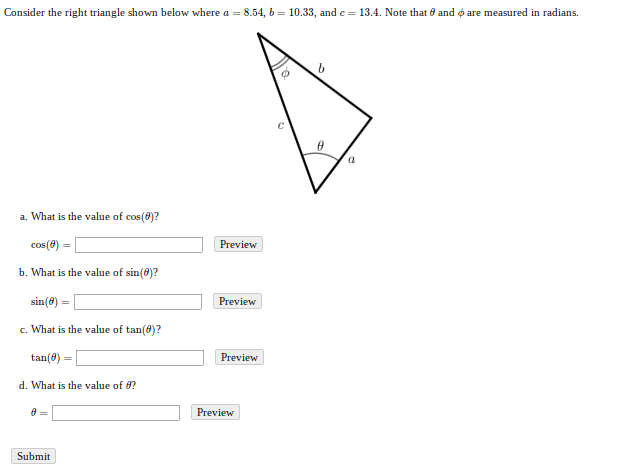 Solved Consider the right triangle shown below that has an | Chegg.com