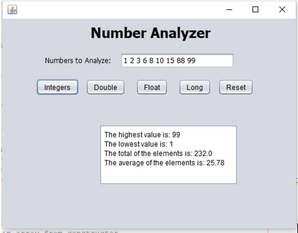 Solved Create a number analyzer using Java. Declare | Chegg.com