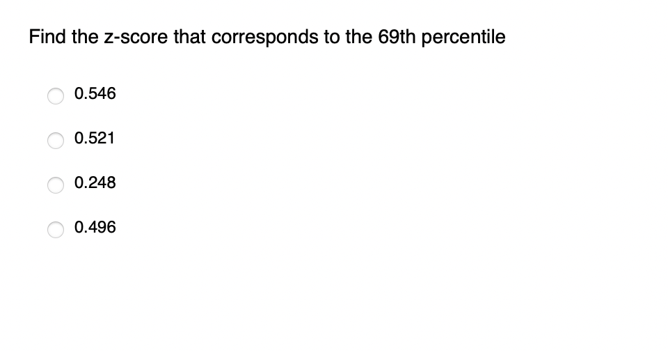 Solved Find the z-score that corresponds to the 69th | Chegg.com