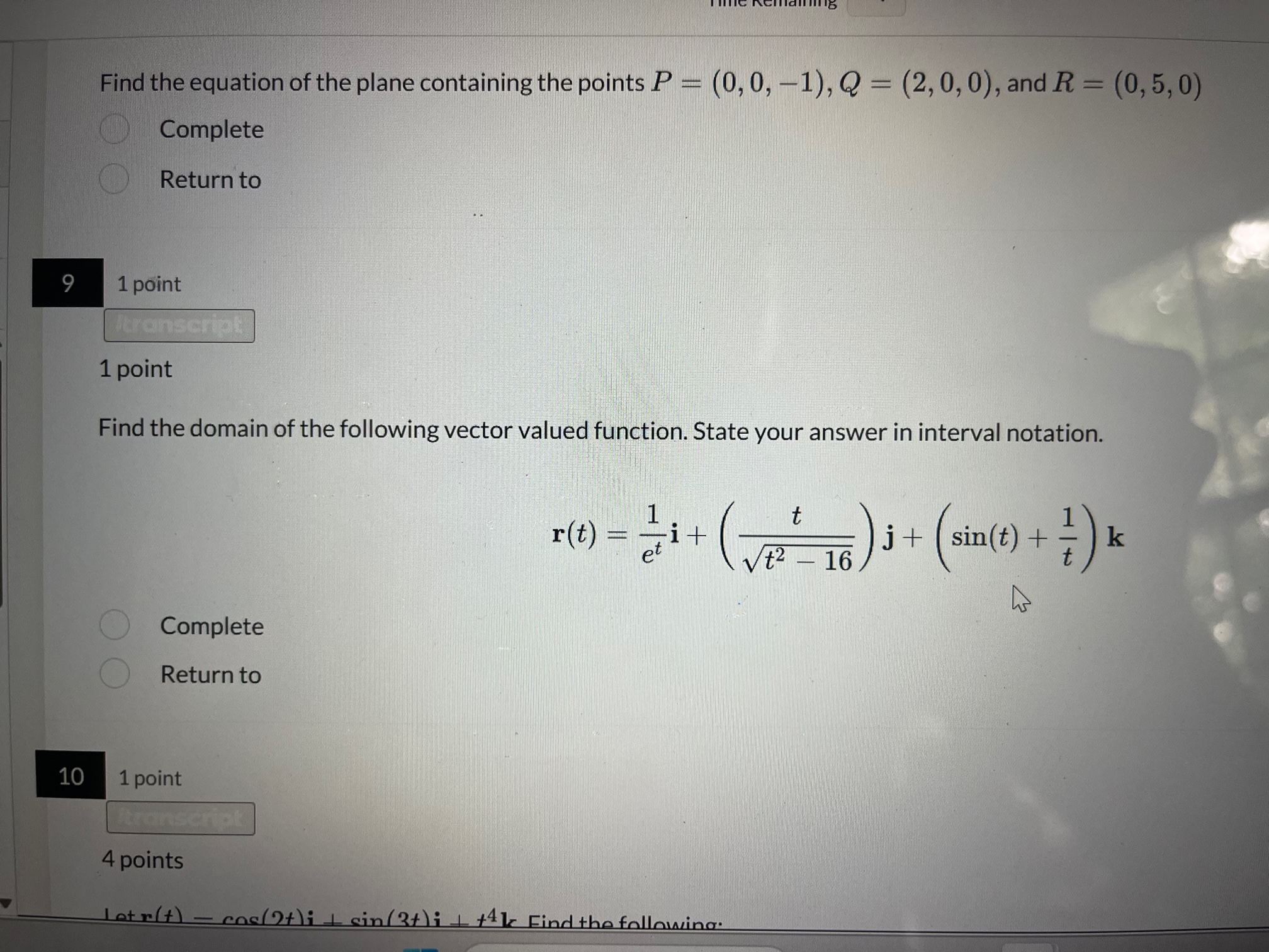 Solved Find the equation of the plane containing the points | Chegg.com