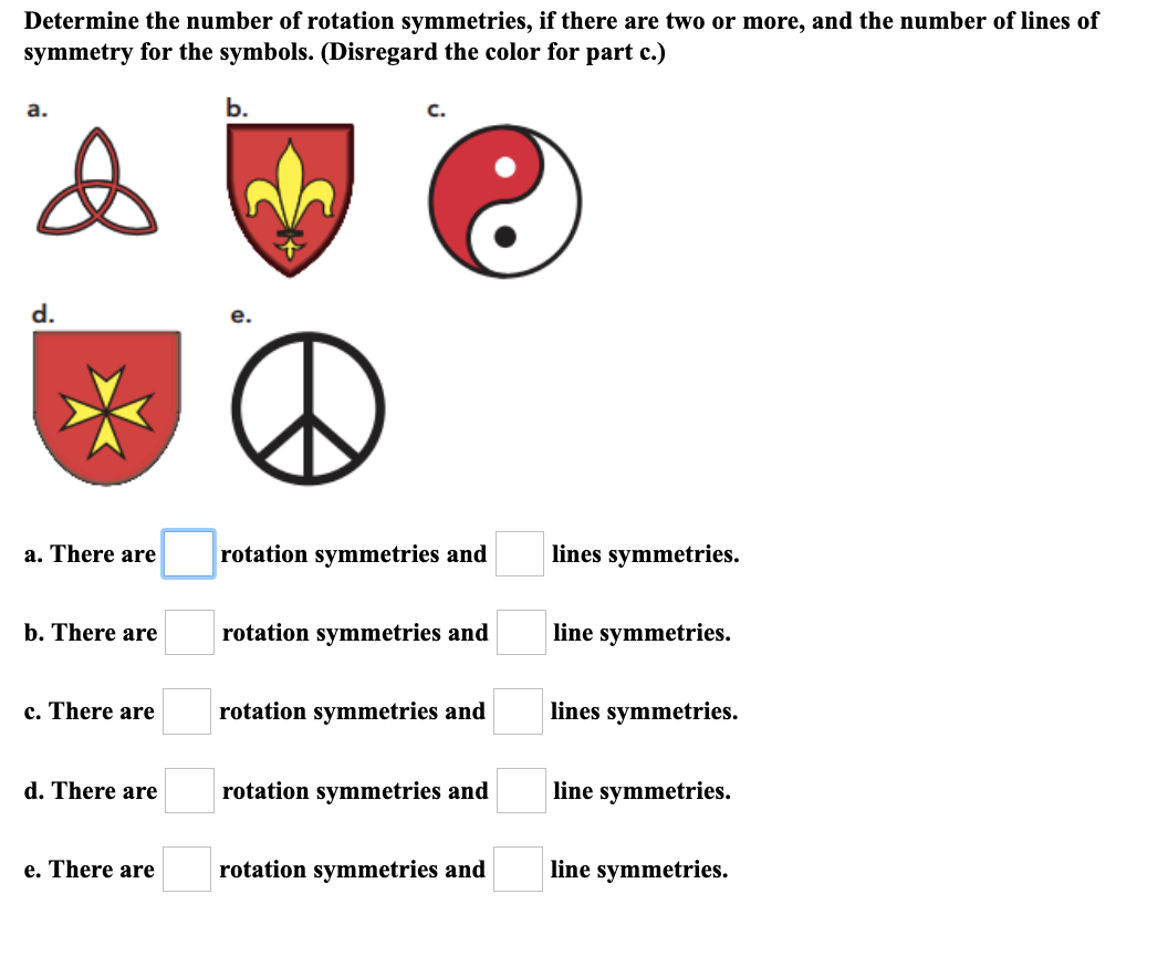 Solved Determine the number of rotation symmetries, if there | Chegg.com