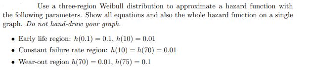 Solved Use a three-region Weibull distribution to | Chegg.com