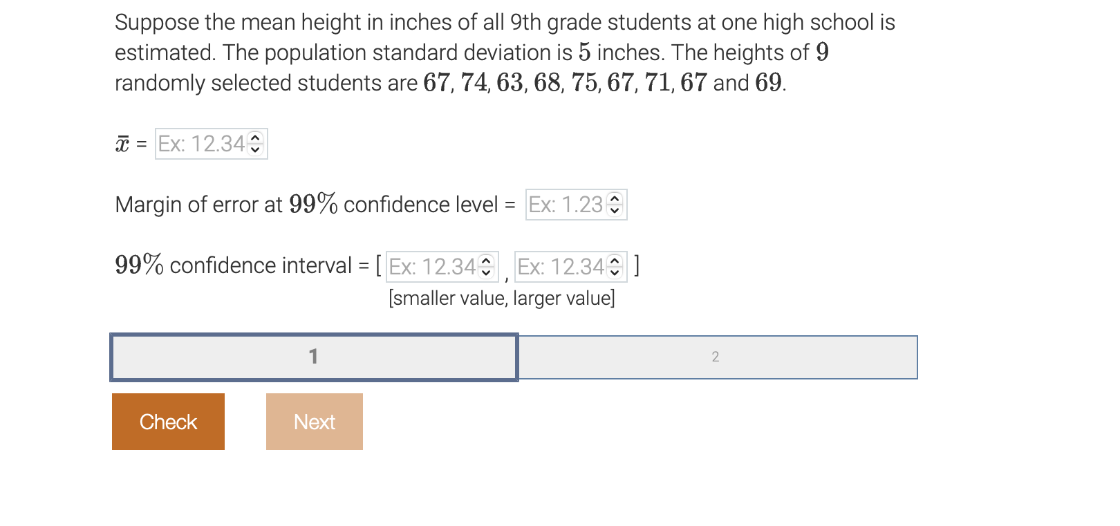 Solved Suppose the mean height in inches of all 9th grade | Chegg.com