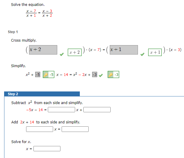 Solved Solve the equation. X-7. X - 3 X + 1 x + 2 X+2 Step 1 | Chegg.com