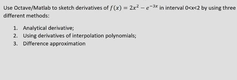 Use Octave/Matlab to sketch derivatives of f(x) = 2x2 | Chegg.com