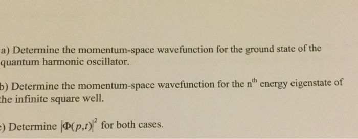 Solved Determine The Momentum Space Wavefunction For The
