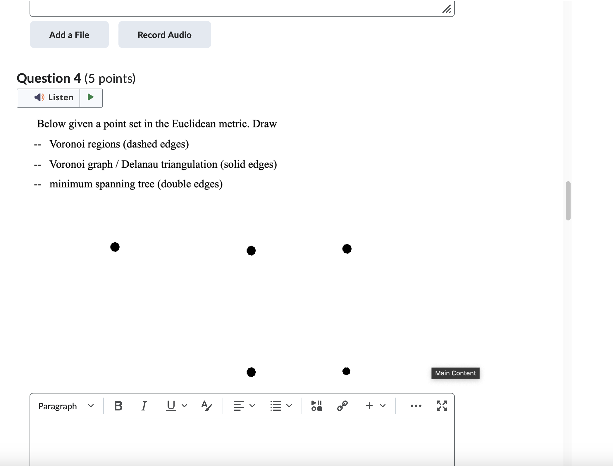 Solved Below given a point set in the Euclidean metric. Draw | Chegg.com