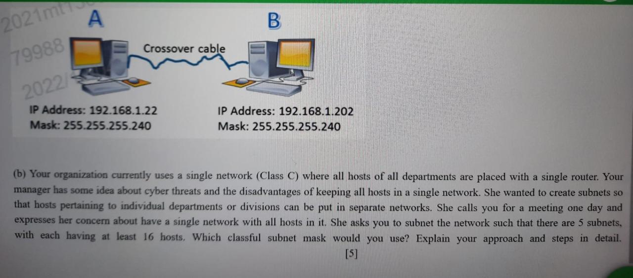 Solved (b) Your organization currently uses a single network | Chegg.com