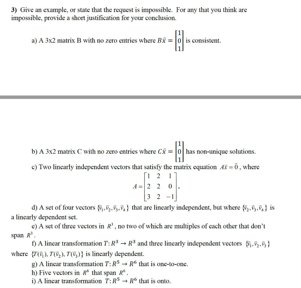 Solved 3) Give an example, or state that the request is | Chegg.com