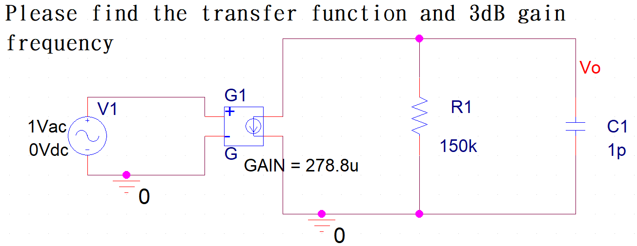 Solved Please find the transfer function and 3 dB gain | Chegg.com