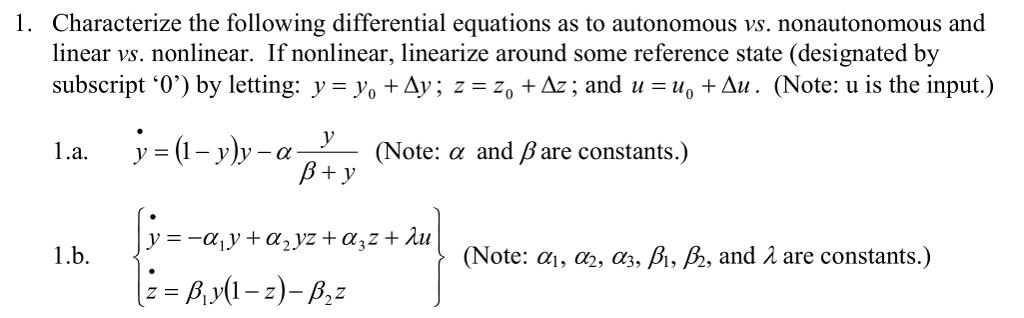 Solved Characterize the following differential equations as | Chegg.com