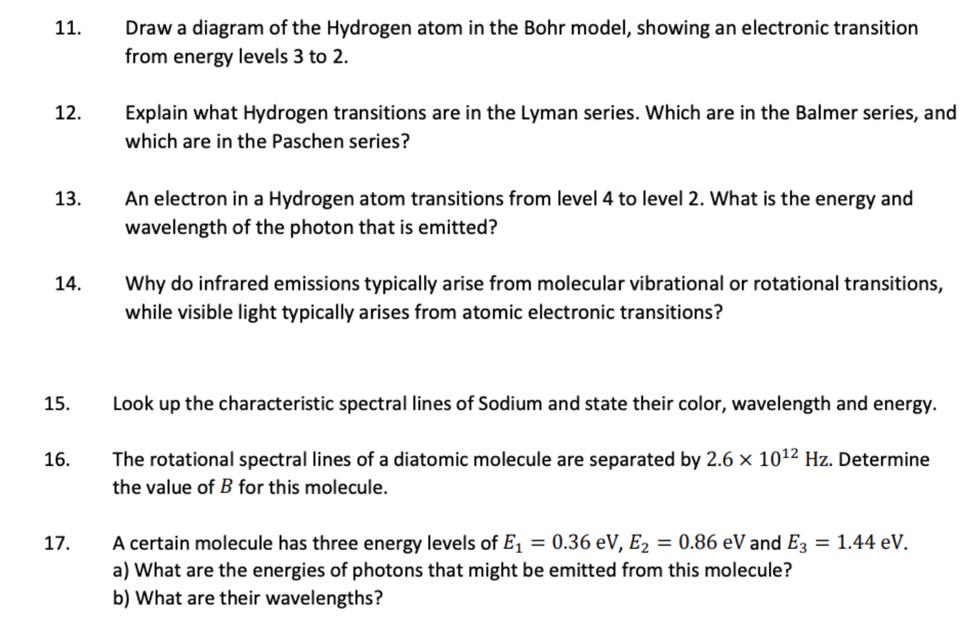 Solved 11. Draw a diagram of the Hydrogen atom in the Bohr | Chegg.com