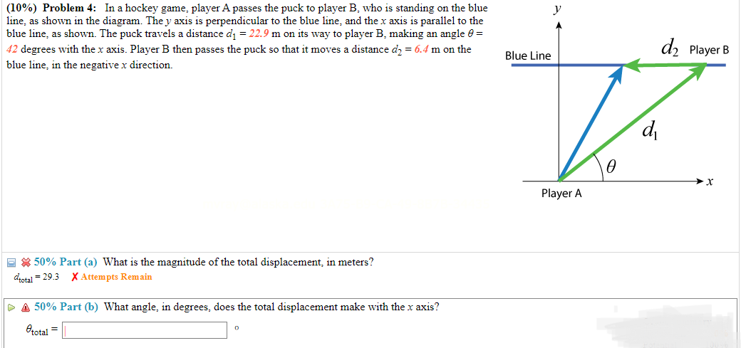 Solved (10\%) Problem 4: In a hockey game, player A passes | Chegg.com